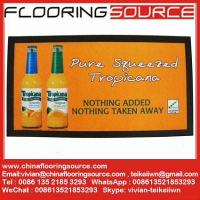 China Full colour promotional printed bar runners with nitrile rubber non-slip backing knitted polyester top for sale