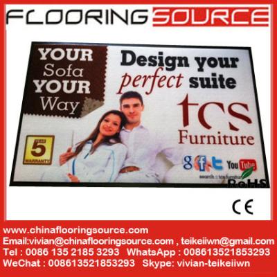 China Custom Printed Logo Carpet Custom Logo Mats Polyester Fiber Rubber Backing Strong Water Absorption Sweep Dirt Non Slip for sale