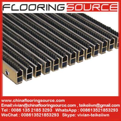 China Aluminum Frame Brush Insert Outside Heavy Duty Dust Control Entrance Mat 20mm depth Black Grey for sale