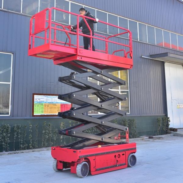 Quality CE Certification Aerial Work Platform 350kg Self Propelled Hydraulic Scissor Lift Platform 8-10m Electric Scissor Lift Truck for sale