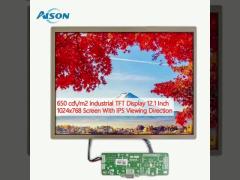 12.1 1024 x 768 polegadas Display TFT Industrial com direção de visualização IPS 650 cd/m2