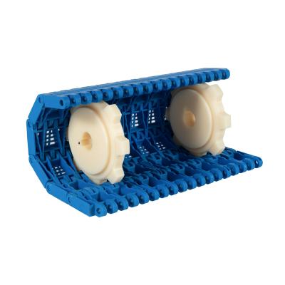 Cina Cintura trasportatrice di plastica modulare con rulli per 400 pulley laterali in vendita