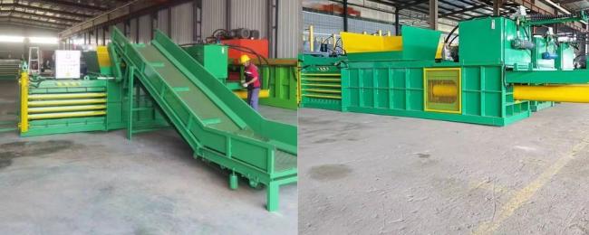 Hydraulic Horizontal Scrap Aluminum Baler Machine Scrap Materials Baler with Conveyor Machine