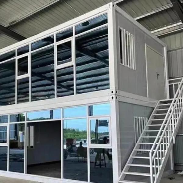 Quality Construction Site Expandable Steel Luxury Container House With Blue Steel Door And Composite Wood Board Floor for sale