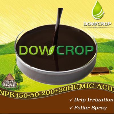 China DOWCROP HOT SALE HIGH QUALITY WS@HUMIC ACID NPK PLUS TE LIQUID WS 150-150-200+30HA 100% water soluble organic fertilizer for sale