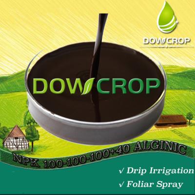 China DOWCROP HOT SALE HIGH QUALITY SEAWEED NPK 100-100-100+40ALG 100% water soluble fertilizer black brown organic fertilizer for sale