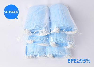 China a cor azul Earloop descartável de 175*95mm a máscara protetora 3 camadas confortáveis à venda