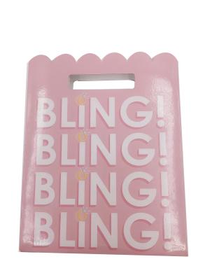 China OPP Custom Logo Pink Paper Shopping Bags CMYK Pantone Printing For Clothing Carrier 4C for sale