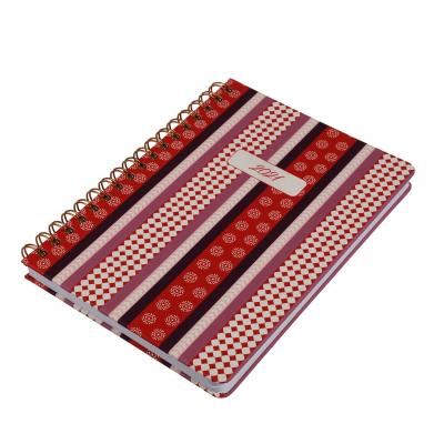 China 140*210mm Organizer Planner Book A5 Gold Wire 120GSM Fabric Cover Diary Coils Binding for sale