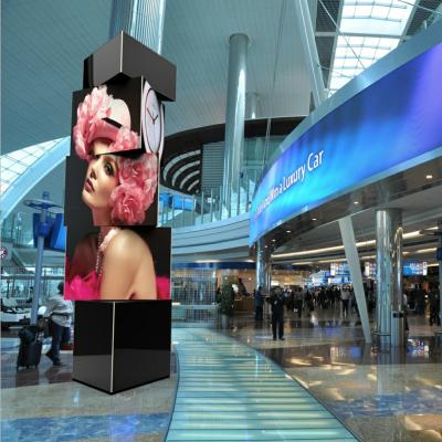 China Pole support floor standing triangular Circle rotating led screen price for sale