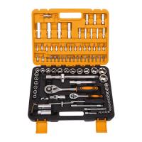 China 94-Piece 1/2-Inch and 1/4-Inch Socket and Bit Set with 24-Tooth Ratchets and Case for sale