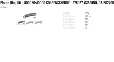 China Original KS 800050410000 KOLBENSCHMIDT 276037 03829N0 08-502700-00 Teilnamen Kolbenring-Kit geeignet für Bekleidungsgeschäfte zu verkaufen