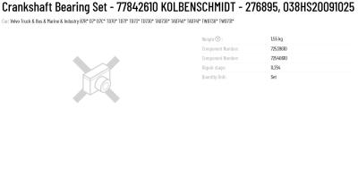 Cina DEUTZ set di cuscinetti per alberi a motore 77842610 KOLBENSCHMIDT 276895 038HS20091025 per alte temperature in vendita