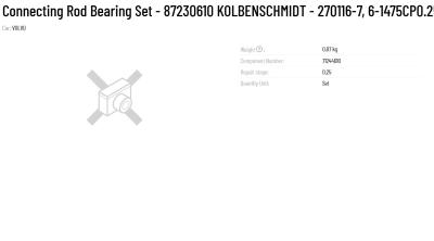 Cina KS Set di cuscinetti per canne di collegamento 87230610 KOLBENSCHMIDT 270116-7 6-1475CP0.25 270116 100% testato e ideale per ambienti in vendita