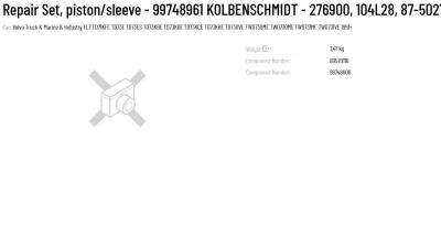 Cina DEUTZ Metal Repair Set 99748961 KOLBENSCHMIDT 276900 104L28 87-502700-00 in vendita