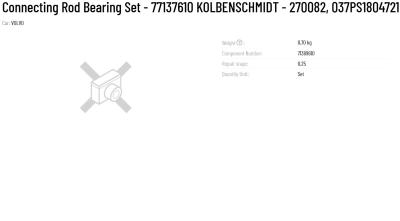 중국 KS 연결 막대기 베어링 세트 77137610 KOLBENSCHMIDT 부품 번호 270082 037PS18047210 71-3446/60.25 농장 용도 판매용