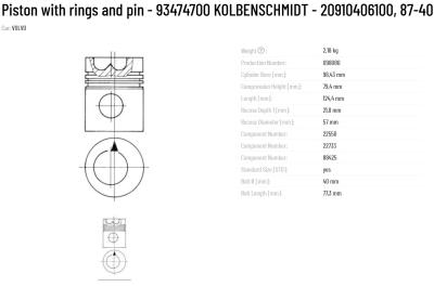 China KS Kolben mit Ringen und Stift 2,18 kg Teilenummer 20910406100 87-405500-10 93474700 KOLBENSCHMIDT Original KOLBENSCHMIDT zu verkaufen