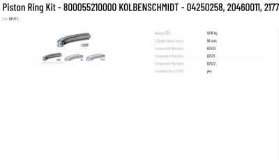 China Kit de anéis de pistão testados e garantidos 800055210000 KOLBENSCHMIDT 04250258 20460011 21771864 para oficinas de reparação de máquinas à venda