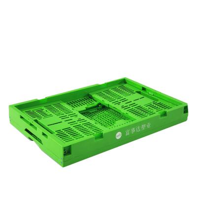 China Rectangle Collapsible Moving Boxes Bins Plastic Folding Crate Mesh 600x400x255mm for sale