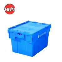 China Customized Color Waterproof Crate with Attached Lid Solid Box Style Nesting Crate for sale