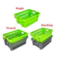 China Agricultural Plastic Crate for Vegetable and Fruit Stackable Container Box NO Foldable for sale