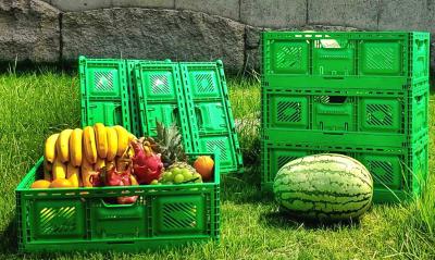 China 40L 32 Litre Plastic Folding Storage Crates Plastic Boxes for sale