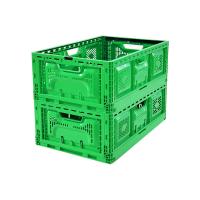 China Stackable Plastic Collapsible Storage Bins Crate For Egg Transport Vented Gray 40L for sale