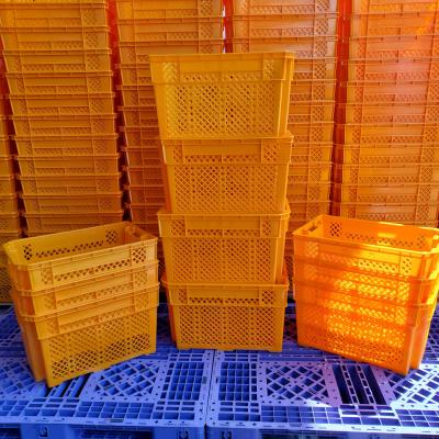 China Farm Stackable Turnover Crates Logistic Crates Box Mesh Fruit Plastic Storage Basket for sale