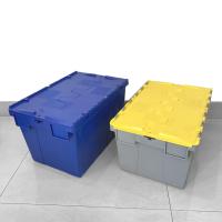 China Silk Printing Logo Plastic Storage Totes Stackable Design for Easy Moving and Storage for sale