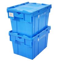 China Stackable Nestable Plastic Crates with Attached Lid Totes External Size 400*300*260mm for sale