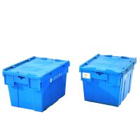 China Stackable Nestable Plastic Crates with Attached Lid Totes External Size 400*300*260mm for sale