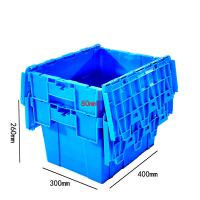 China Stackable Nestable Plastic Crates with Attached Lid Totes External Size 400*300*260mm for sale