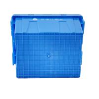 China Stackable Nestable Plastic Crates with Attached Lid Totes External Size 400*300*260mm for sale