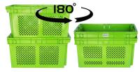 China Mesh Style Customized Color Stackable Plastic Crate For Logistics Storage In Warehouse Space for sale