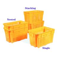 China Mesh Style Customized Color Stackable Plastic Crate For Logistics Storage In Warehouse Space for sale