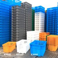 China Mesh Style Customized Color Stackable Plastic Crate For Logistics Storage In Warehouse Space for sale