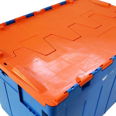 China FIRST PP Logistics Nesting Tote Plastic Stackable Crate Container 67L Volume Silk Printing Logo for sale