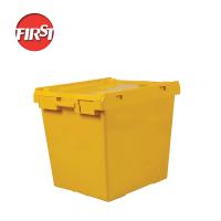 China Stackable Plastic Crates Manufacturing FIRST Solid Box Plastic Moving Containers with Lid for sale