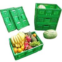 China Collapsible Stackable Plastic Fruit Crates Foldable and Internal Size 570*370*210mm for sale