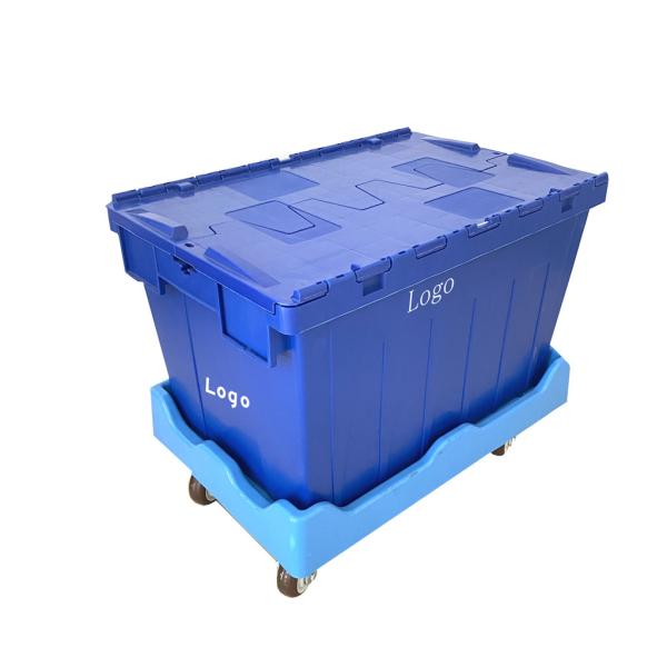 Quality Plastic Moving Crate With Lid Warehouse Storage Stackable Heavy Duty Transport for sale