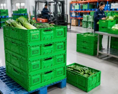 China Meets Food Safety And Industrial Standards Custom Plastic Crates Offering Customizable Handle Position Durable Storage For Industrial for sale