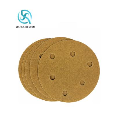 China Amazon Hot Sale Gold Aluminum Oxide 5 inch Abrasive paper sanding discs for sale