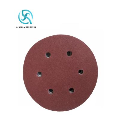 China Red Aluminum Oxide 5 Inch 8 holes Hook and Loop Abrasive Sanding Disc for sale