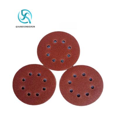 China Amazon Hot Sale Red Aluminum Oxide 5 inch 8 holes Abrasive paper sanding discs for sale