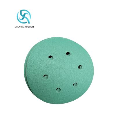 China Factory Supplied Green Hook and Loop Film Sanding Disc Sandpaper for Orbital Sander Pads for sale