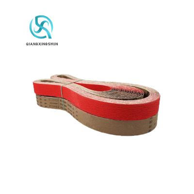 China Customized size red color ceramic abrasive sanding belt for grinding stone alloy metal glass with best performance for sale