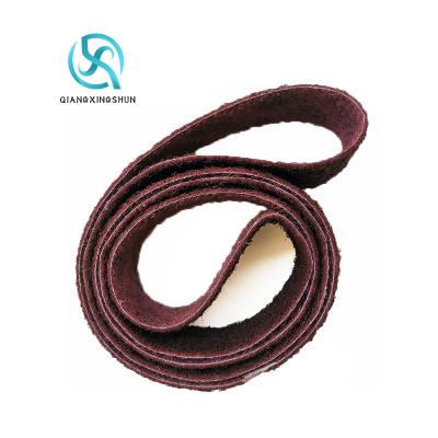 China Customized 3 x 48 Inch Red Non Woven Medium Grit Surface  Abrasive Sand Belt for sale