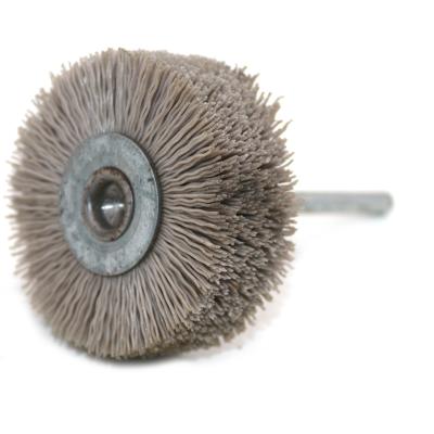 China Nylon Abrasive Wire Brush with shaft Grinding Wheel Woodwork Polish Grinder for sale