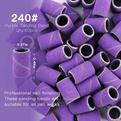 China Sanding Bands Professional Acrylic Nails Manicures and Pedicures 80/150/240 Grit Efile Tool Set for Nail Drill Bits Purple for sale
