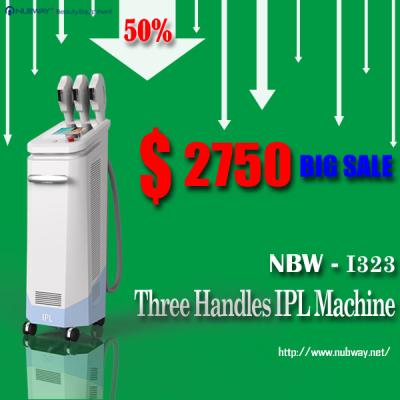 China 50% discount three handles high power ipl rf machine for unwanted hair removal for sale
